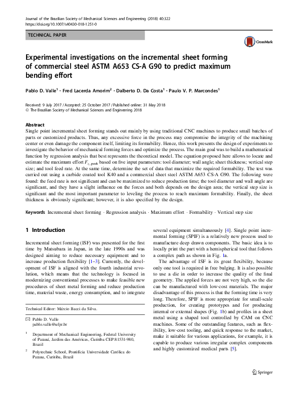 (PDF) Experimental investigations on the incremental sheet forming of ...
