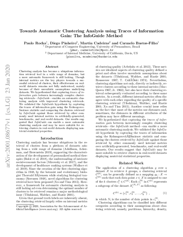 Pdf Towards Automatic Clustering Analysis Using Traces Of Information Gain The Infoguide