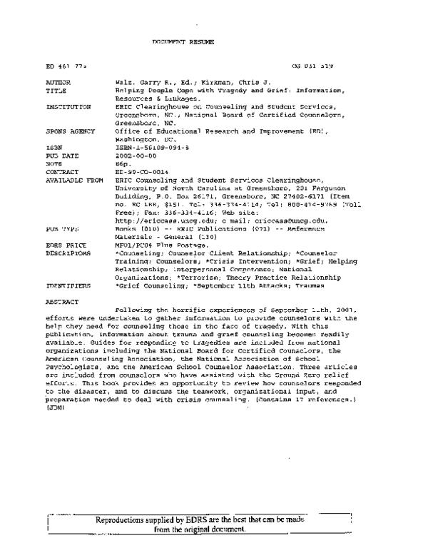 (PDF) Helping People Cope with Tragedy and Grief: Information ...