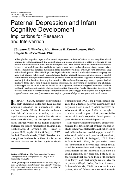 (PDF) Paternal Depression and Infant Cognitive Development