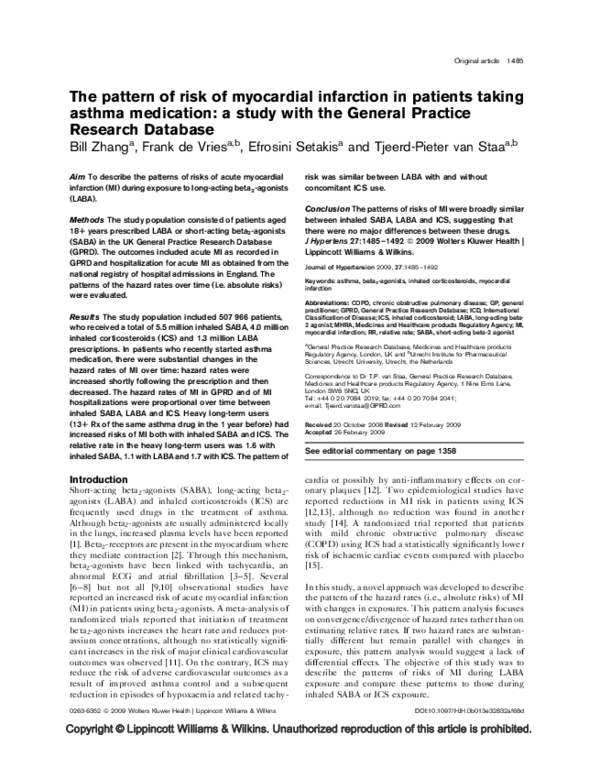 (PDF) The pattern of risk of myocardial infarction in patients taking ...