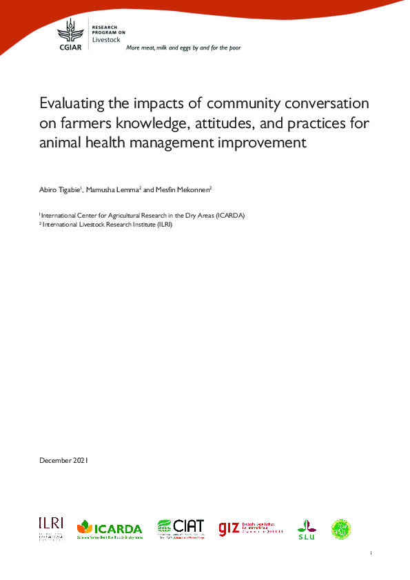 (PDF) Evaluating the impacts of community conversation on farmers knowledge, attitudes, and ...