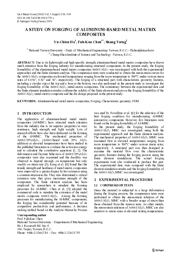 (PDF) A study on forging of aluminum-based metal matrix composites