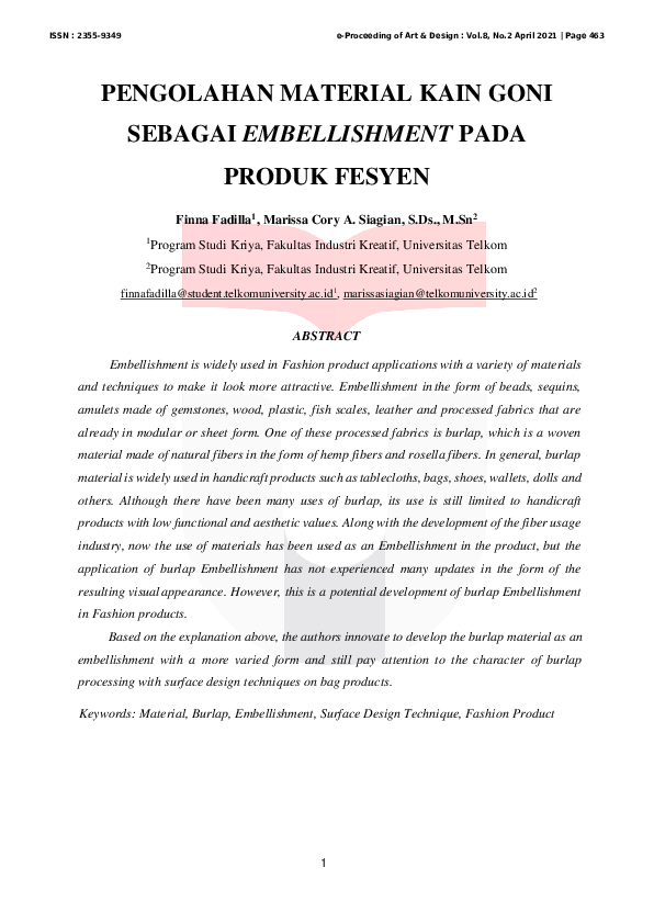 (PDF) Pengolahan Material Kain Goni Sebagai Embellishment Pada Produk ...