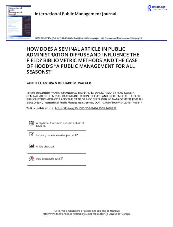 (PDF) How Does A Seminal Article in Public Administration Diffuse and ...