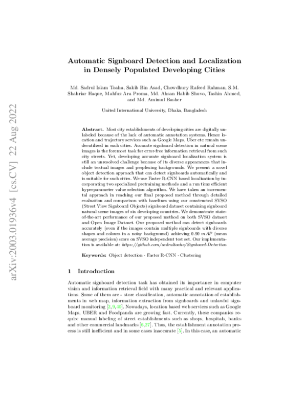 Pdf Automatic Signboard Detection And Localization In Densely Populated Developing Cities
