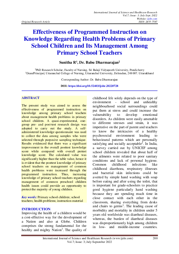 (PDF) Effectiveness of Programmed Instruction on Knowledge Regarding ...
