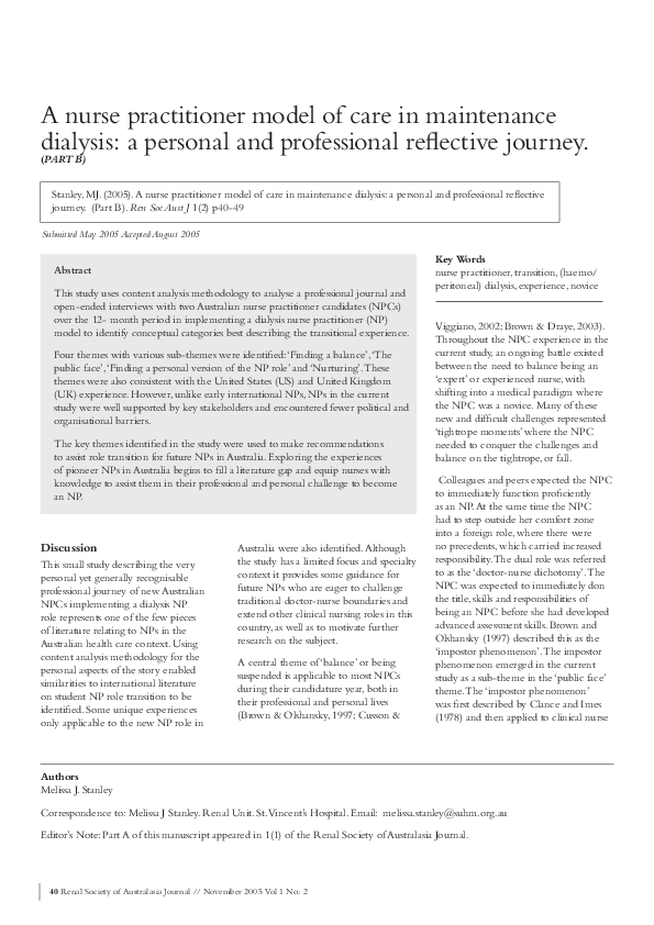 (PDF) A nurse practitioner model of care in maintenance dialysis: a ...