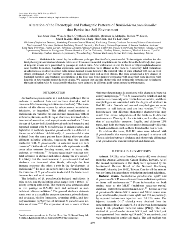 (PDF) Alteration of the Phenotypic and Pathogenic Patterns of ...