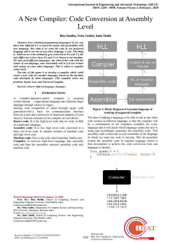 (PDF) A New Compiler: Code Conversion at Assembly Level