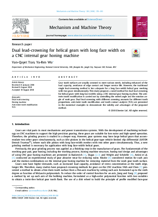(PDF) Dual lead-crowning for helical gears with long face width on a ...