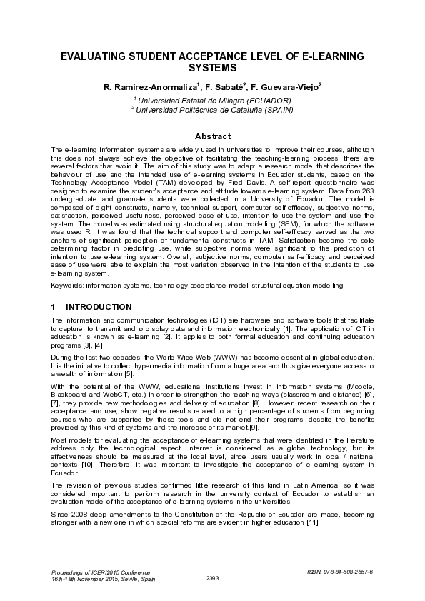 (PDF) Evaluating Student Acceptance Level of E-Learning Systems