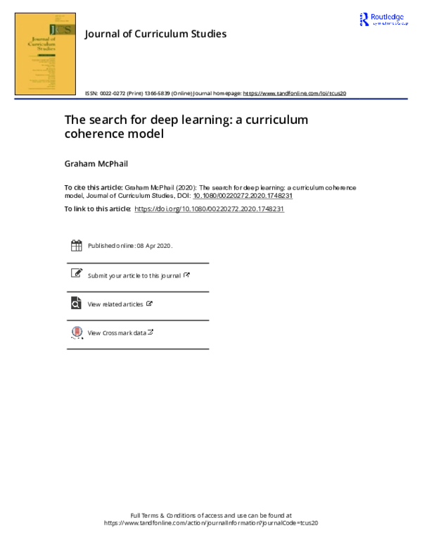 (PDF) The search for deep learning: a curriculum coherence model