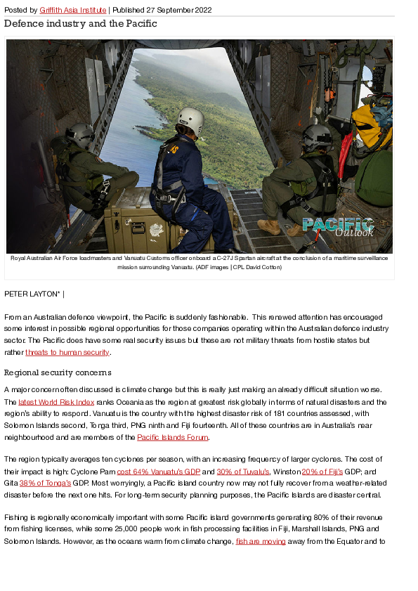 (PDF) Defence industry and the Pacific