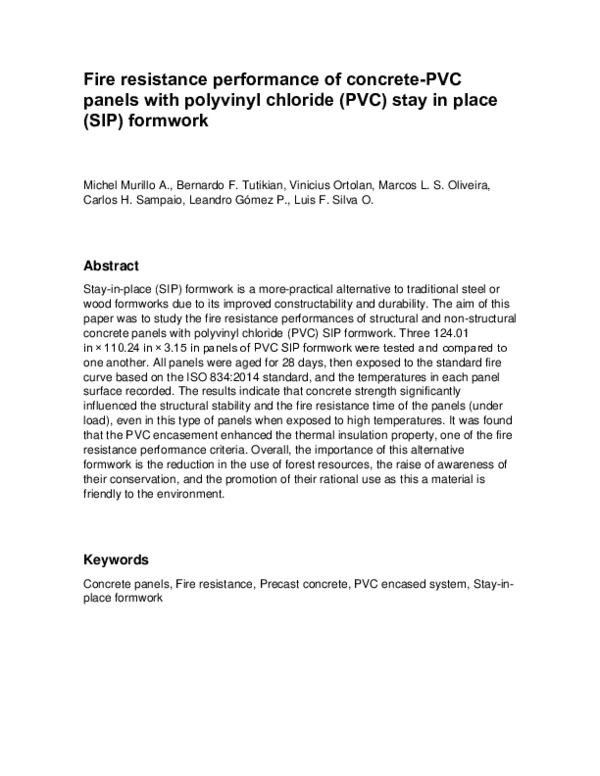 (PDF) Fire resistance performance of concrete-PVC panels with polyvinyl ...