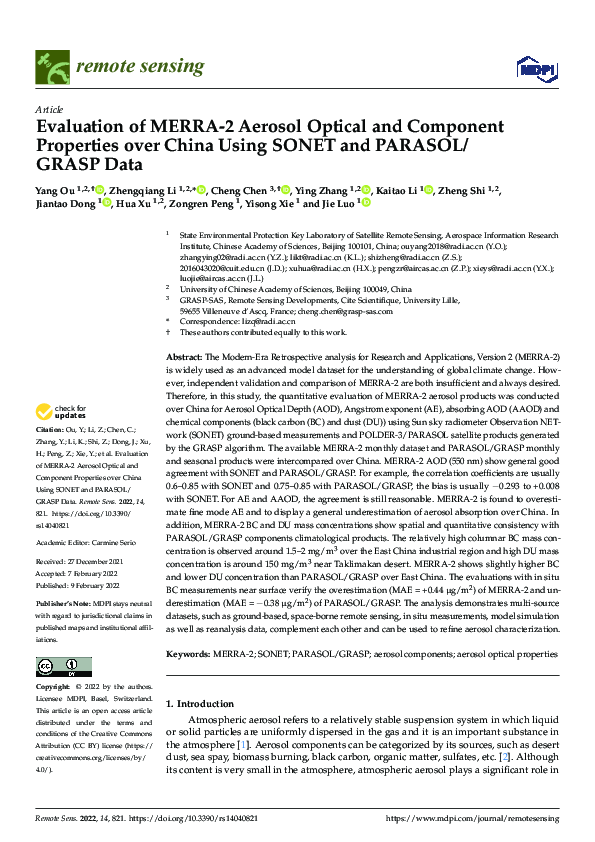(PDF) Evaluation of MERRA-2 Aerosol Optical and Component Properties ...