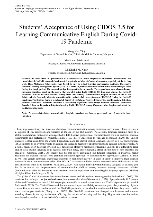 (PDF) Students’ Acceptance of Using CIDOS 3.5 for Learning ...