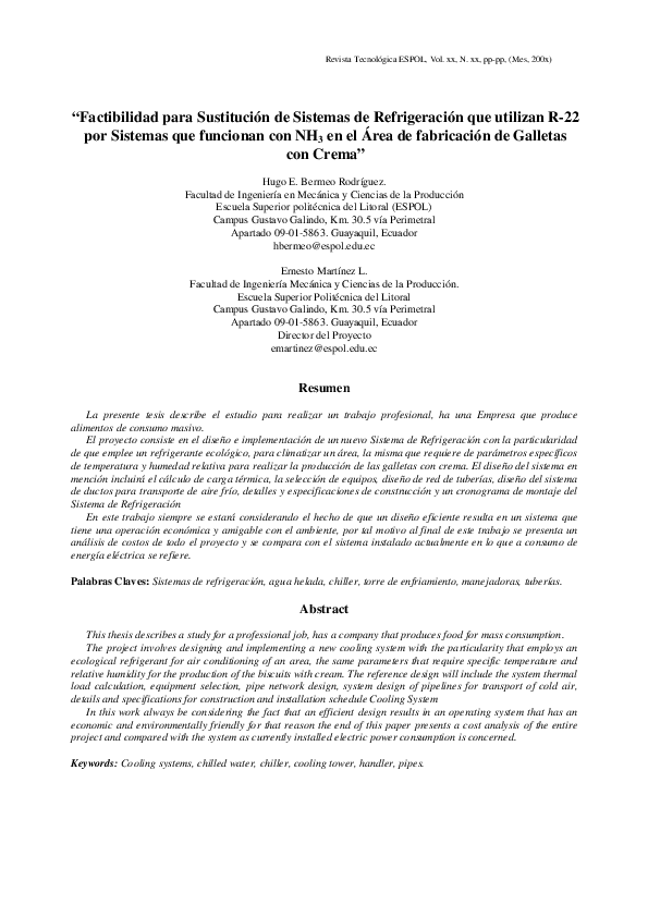 (PDF) Factibilidad para sustitución de sistemas de refrigeración que utilizan r-22 por sistemas ...