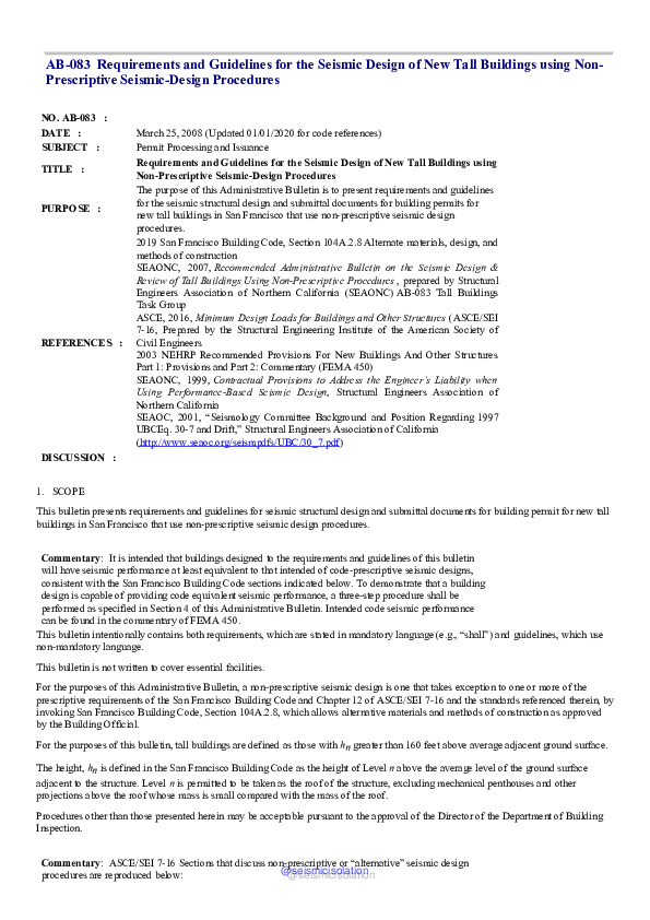 (PDF) AB-083 Requirements and Guidelines for the Seismic Design of New ...