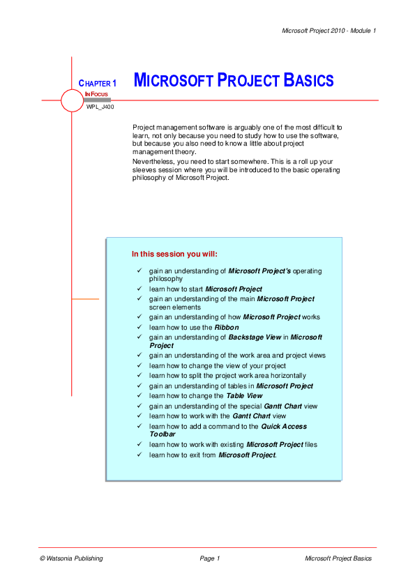 (PDF) Microsoft Project basics