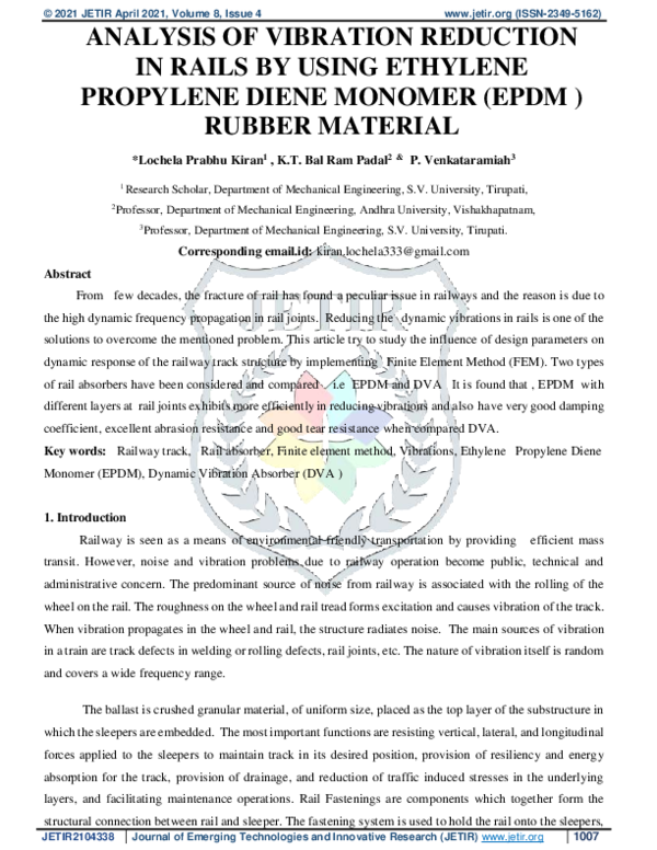 (PDF) Analysis of Vibration Reduction in Rails by Using Ethylene ...