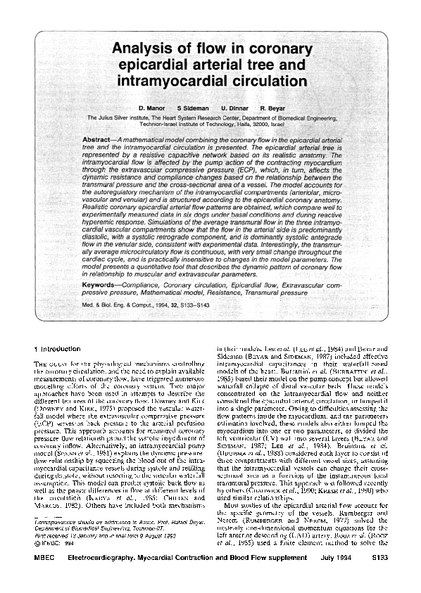 (PDF) Analysis of flow in coronary epicardial arterial tree and ...