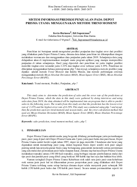 (PDF) Sistem Informasi Prediksi Penjualan Pada Depot Prisma Utama ...