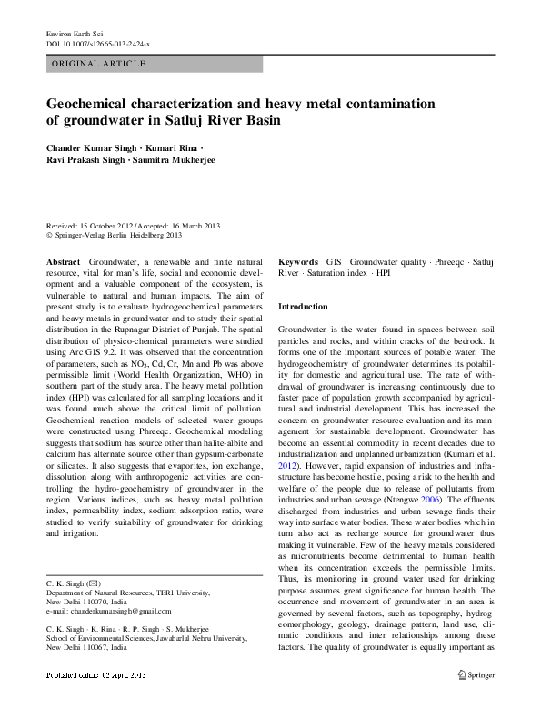 (PDF) Geochemical characterization and heavy metal contamination of ...
