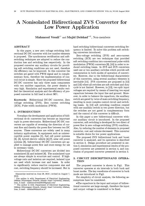 (PDF) A Nonisolated Bidirectional ZVS Converter for Low Power Application