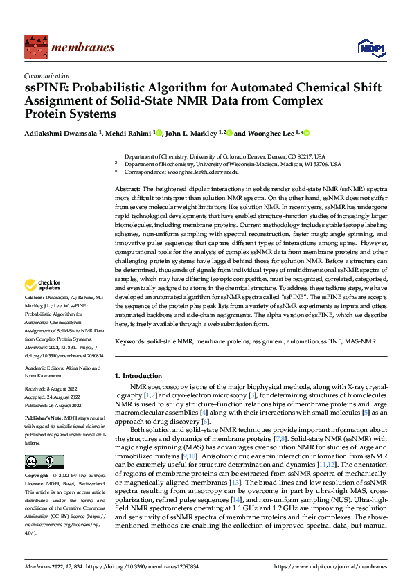 (PDF) ssPINE: Automated Chemical Shift Assignment