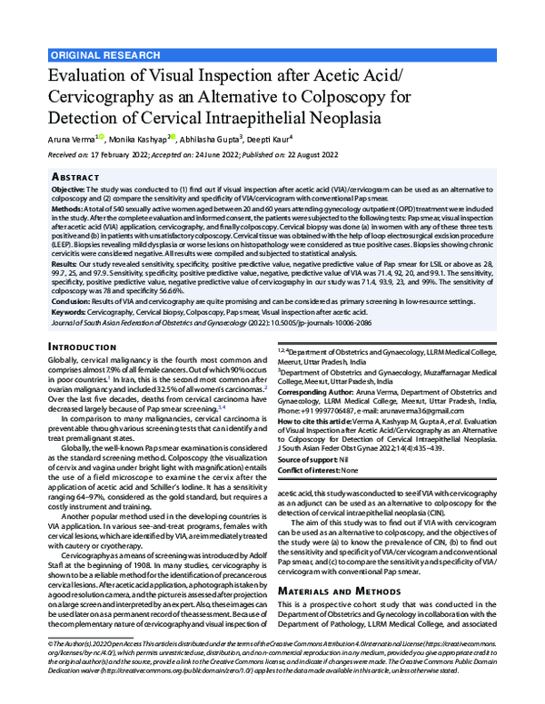 (PDF) Evaluation of Visual Inspection after Acetic Acid/Cervicography ...