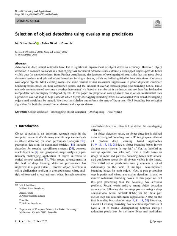 (PDF) Selection of object detections using overlap map predictions