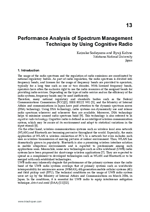 (PDF) Performance Analysis of Spectrum Management Technique by Using Cognitive Radio