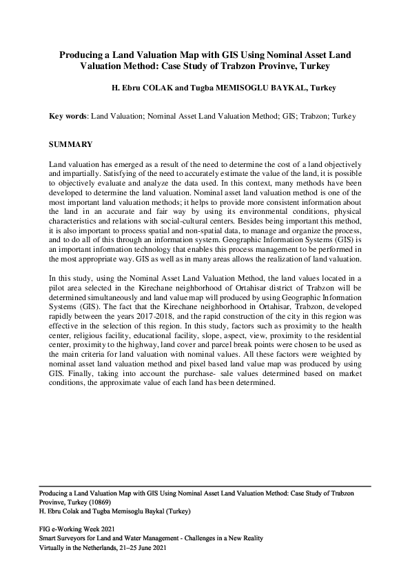 (PDF) Producing a Land Valuation Map with GIS Using Nominal Asset Land Valuation Method: Case ...
