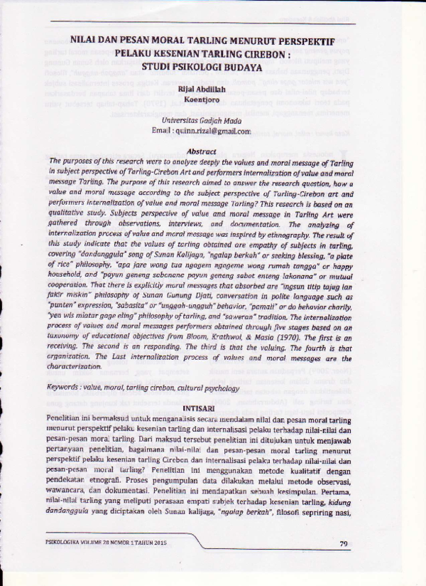 (PDF) Nilai dan Pesan Moral Tarling Menurut Perspektif Pelaku Kesenian Tarling Cirebon: Studi ...