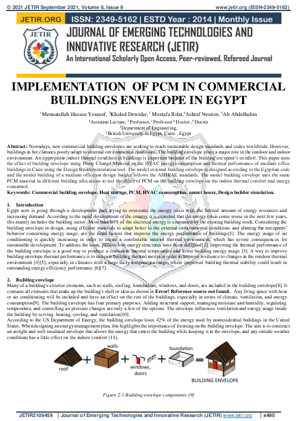 (PDF) Implementation of PCM in Commercial Buildings Envelope in Egypt | Khaled Dewidar ...