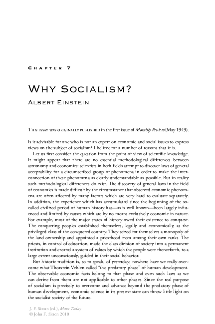 (PDF) Why Socialism by Albert Einstein