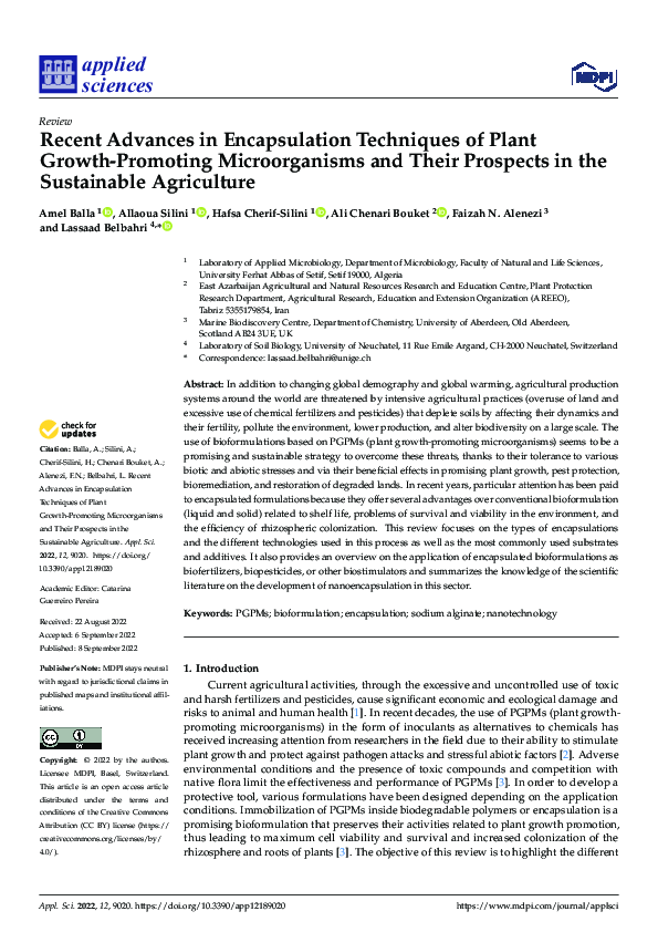 (PDF) Recent Advances in Encapsulation Techniques of Plant Growth-Promoting Microorganisms and ...