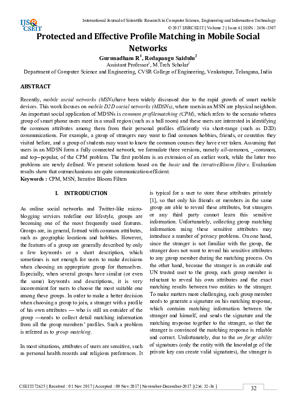 Pdf Cseit172625 Protected And Effective Profile Matching In Mobile