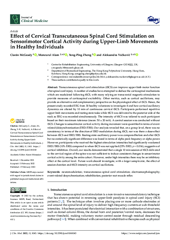(PDF) Effect of Cervical Transcutaneous Spinal Cord Stimulation on ...