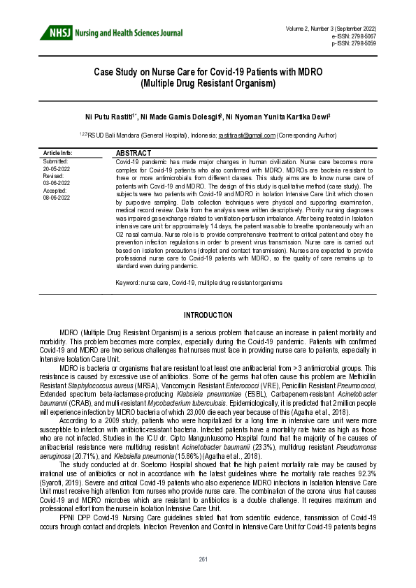 (PDF) Case Study on Nurse Care for Covid-19 Patients with MDRO ...