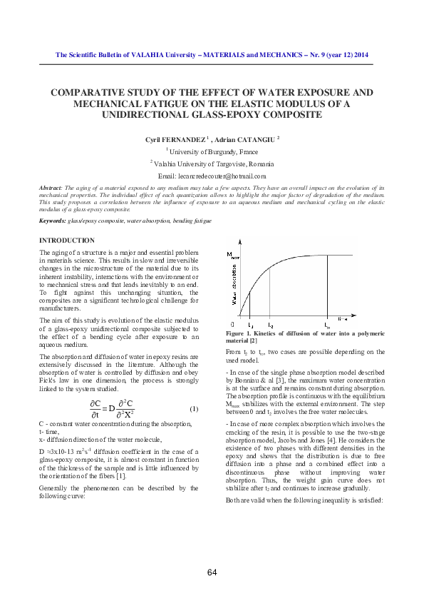 (PDF) Comparative Study of the Effect of Water Exposure and Mechanical Fatigue on the Elastic ...