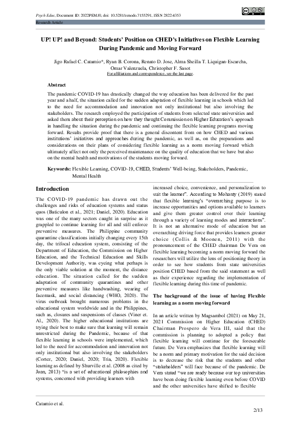 (PDF) UP! UP! and Beyond: Students' Position on CHED's Initiatives on ...