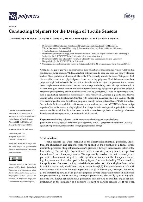 (PDF) Conducting Polymers for the Design of Tactile Sensors