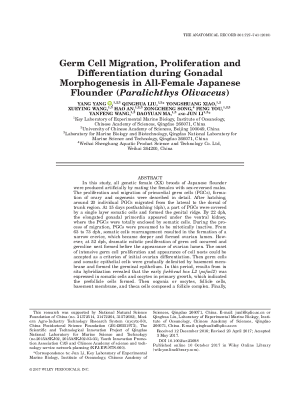(PDF) Germ cell migration, proliferation and differentiation during ...