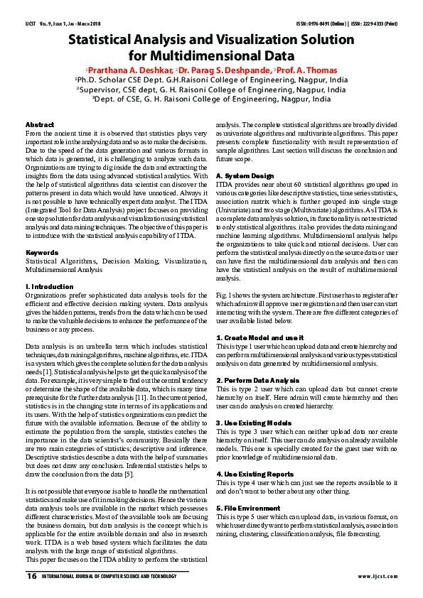 (PDF) Statistical Analysis and Visualization Solution for Multidimensional Data