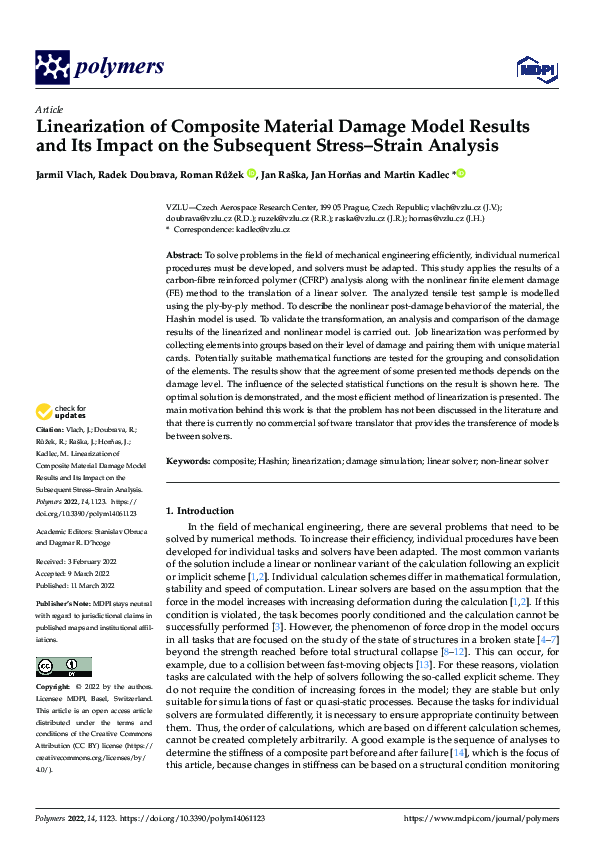 (PDF) Linearization of Composite Material Damage Model Results and Its Impact on the Subsequent ...