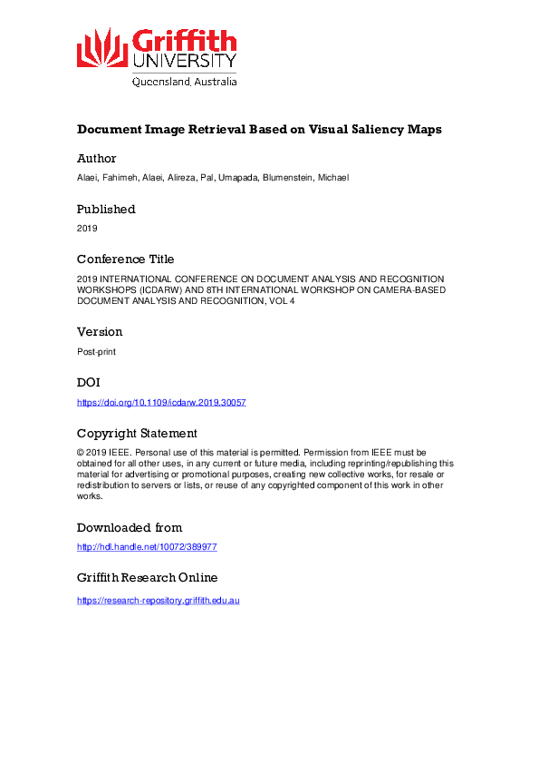 (PDF) Document Image Retrieval Based on Visual Saliency Maps