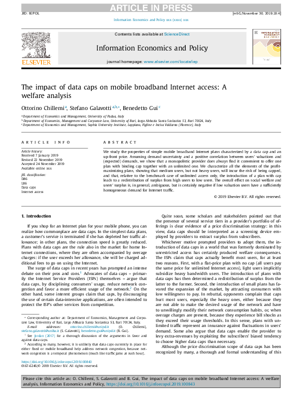 (PDF) The impact of data caps on mobile broadband Internet access: A ...