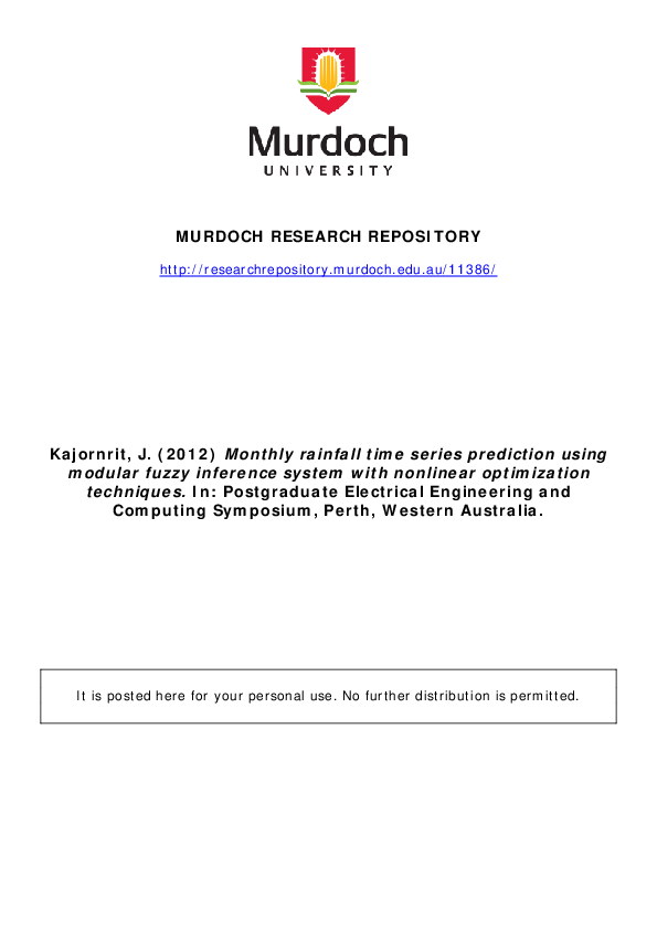 (PDF) Monthly rainfall time series prediction using modular fuzzy inference system with ...